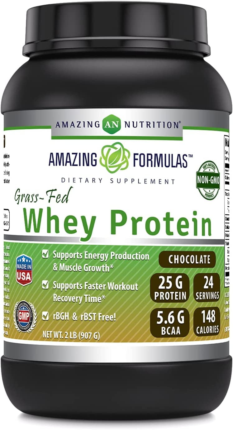 Amazing Formulas Grass-Fed Whey Protein 2Lbs Supplement | Chocolate ...