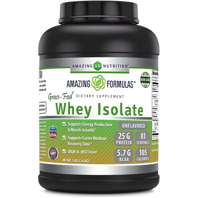 Amazing Formulas Grass-Fed Whey Protein Isolate Powder - Natural, Vegan ...