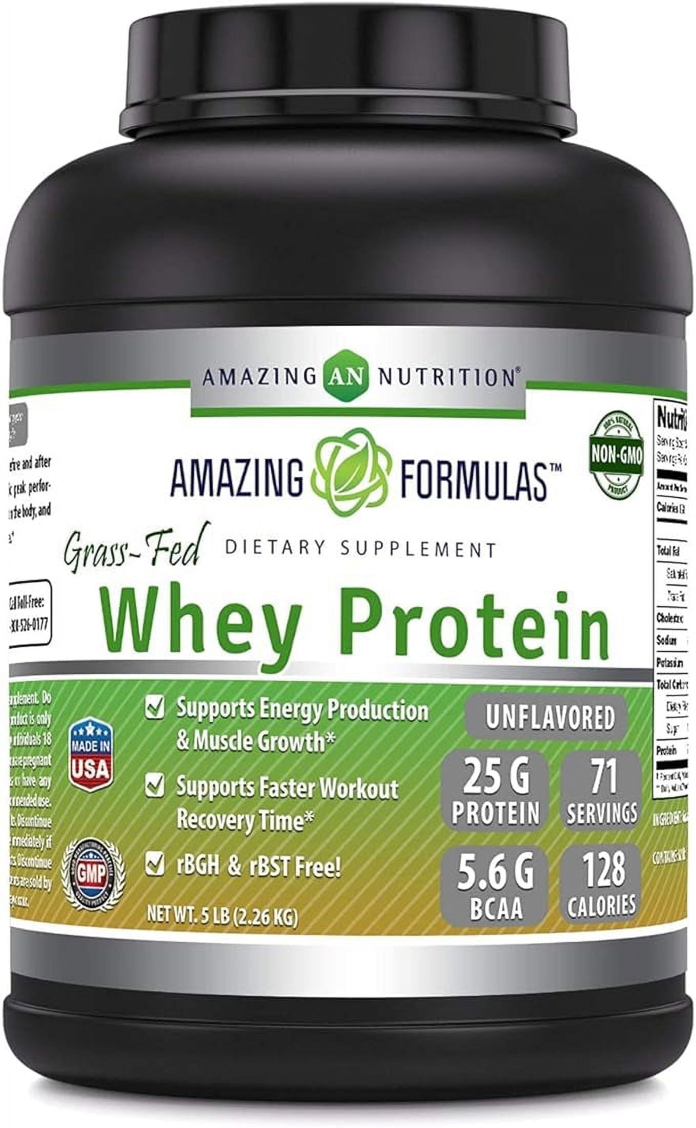 Amazing Formulas Grass-Fed Whey Protein Supplement | 5 Lbs | Unflavored ...