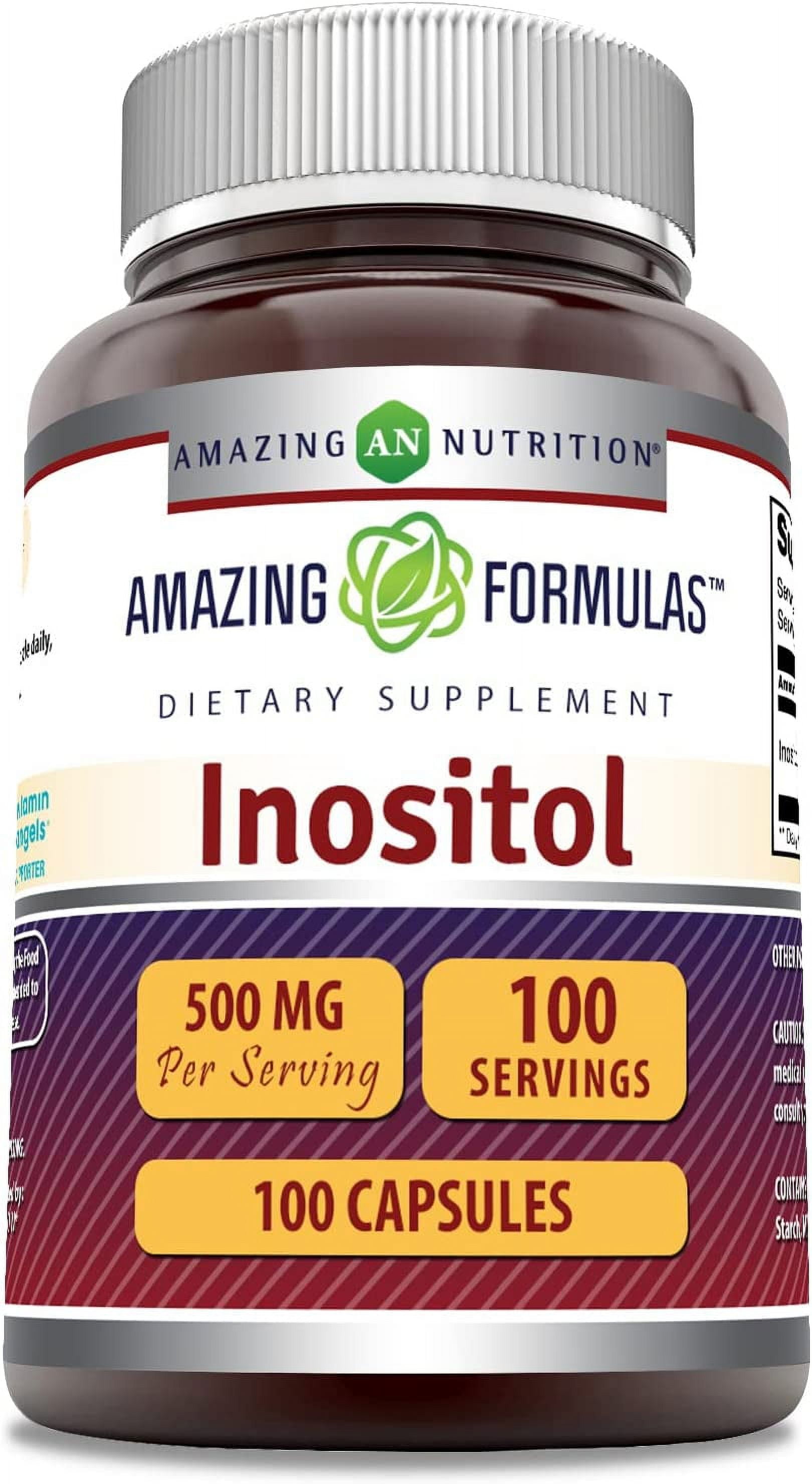 Amazing Nutrition Inositol 500 mg 100 Capsules Supplement - Walmart.com