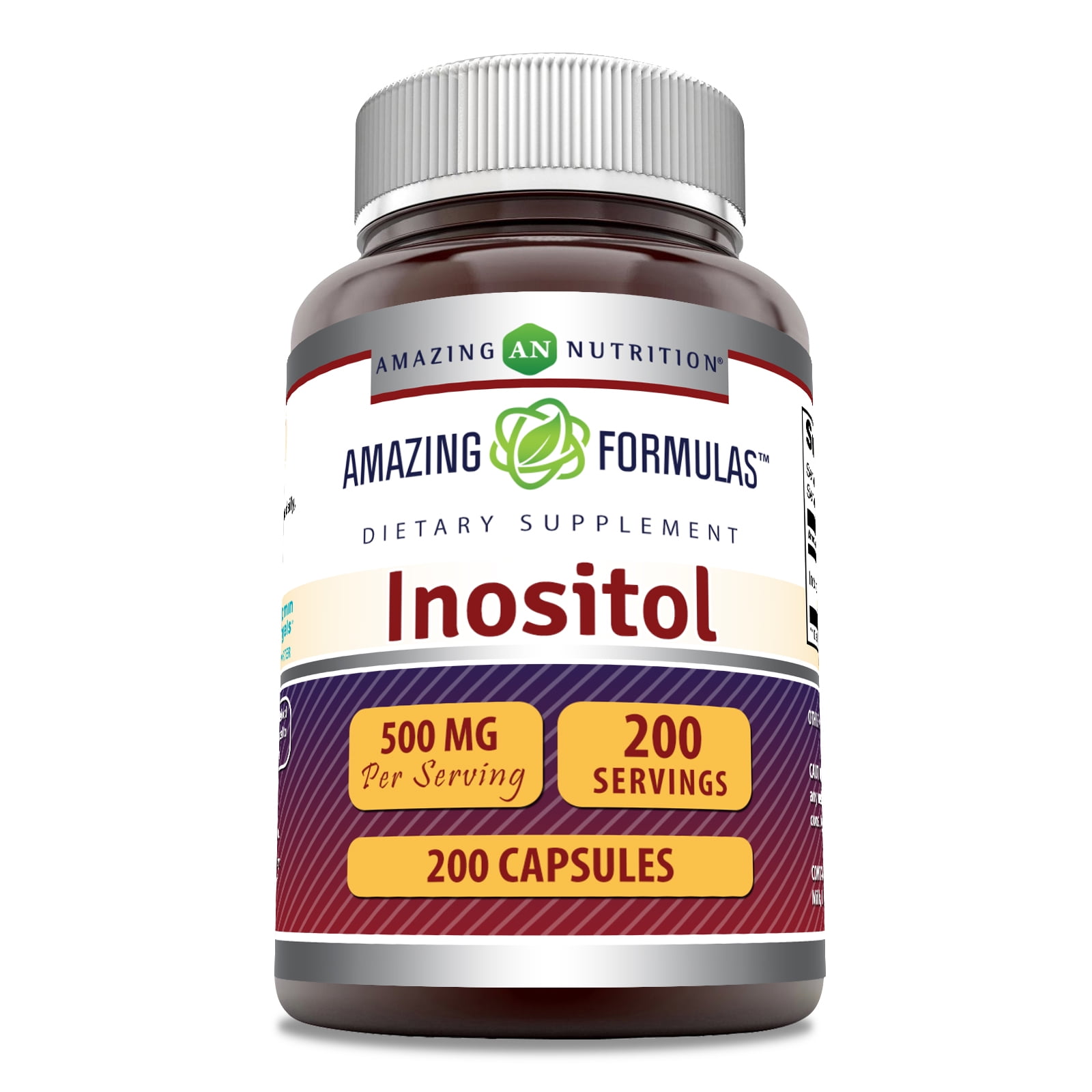 Amazing Formulas Inositol 500 mg 200 Capsules Supplement | Non-GMO ...