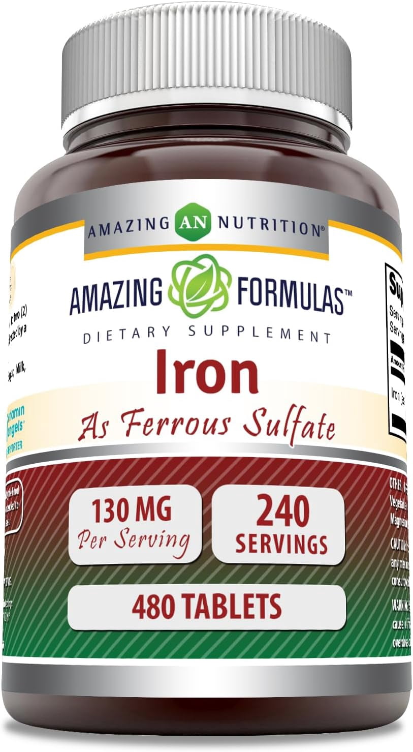 Amazing Formulas Iron as Ferrous Sulfate 130Mg Per Serving 480 Tablets ...