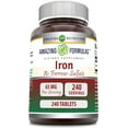 Amazing Formulas Iron Ferrous Sulfate 65 Mg, 240 Tablets, Non-GMO ...