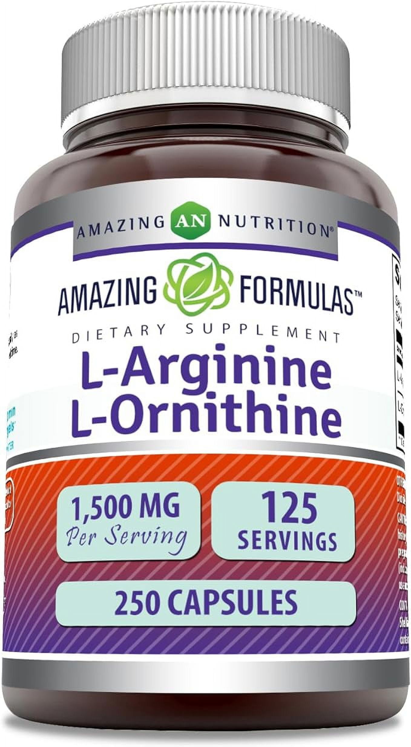 Amazing Formulas L-Arginine/L-Ornithine 1500 Mg Per Serving 250 ...