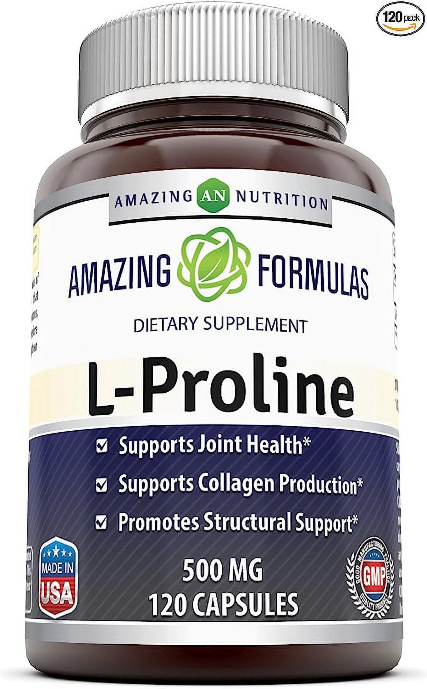 Amazing Formulas L-Proline 500mg 120 Capsules - Walmart.com