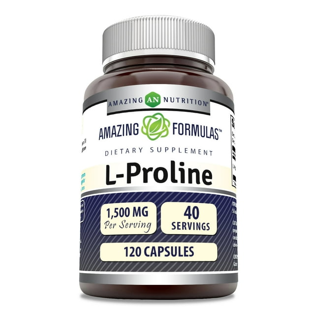 Amazing Formulas L-Proline 500mg Amino Acid Supplement, 120 Capsules ...