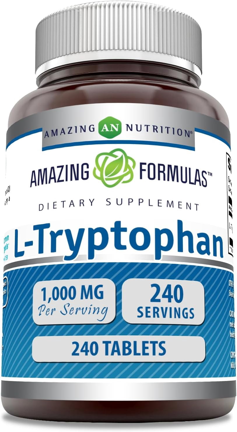 Amazing Formulas L-Tryptophan 1000mg Per Serving 240 Tablets Supplement ...