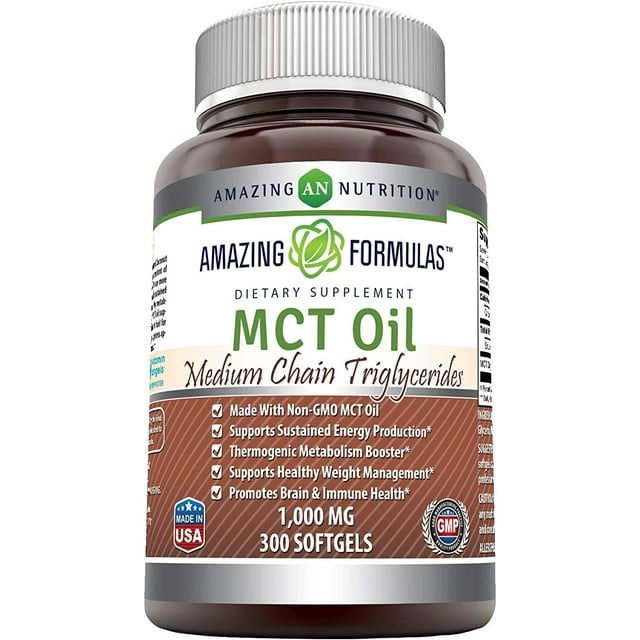 Amazing Formulas MCT (Medium Chain Triglycerides) Oil 1000 Mg, Softgels ...