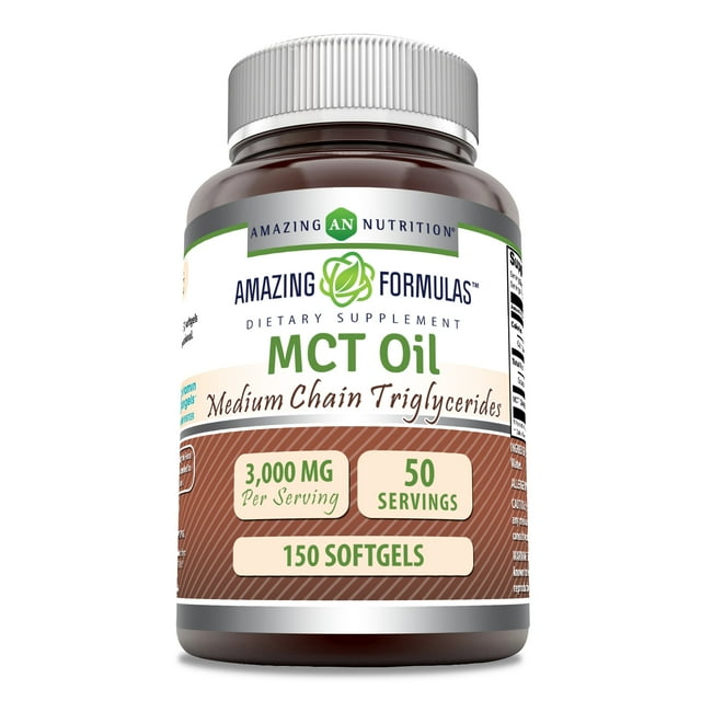 Amazing Formulas MCT Oil 1000 Mg Supplement, 150 Softgels - Supports ...