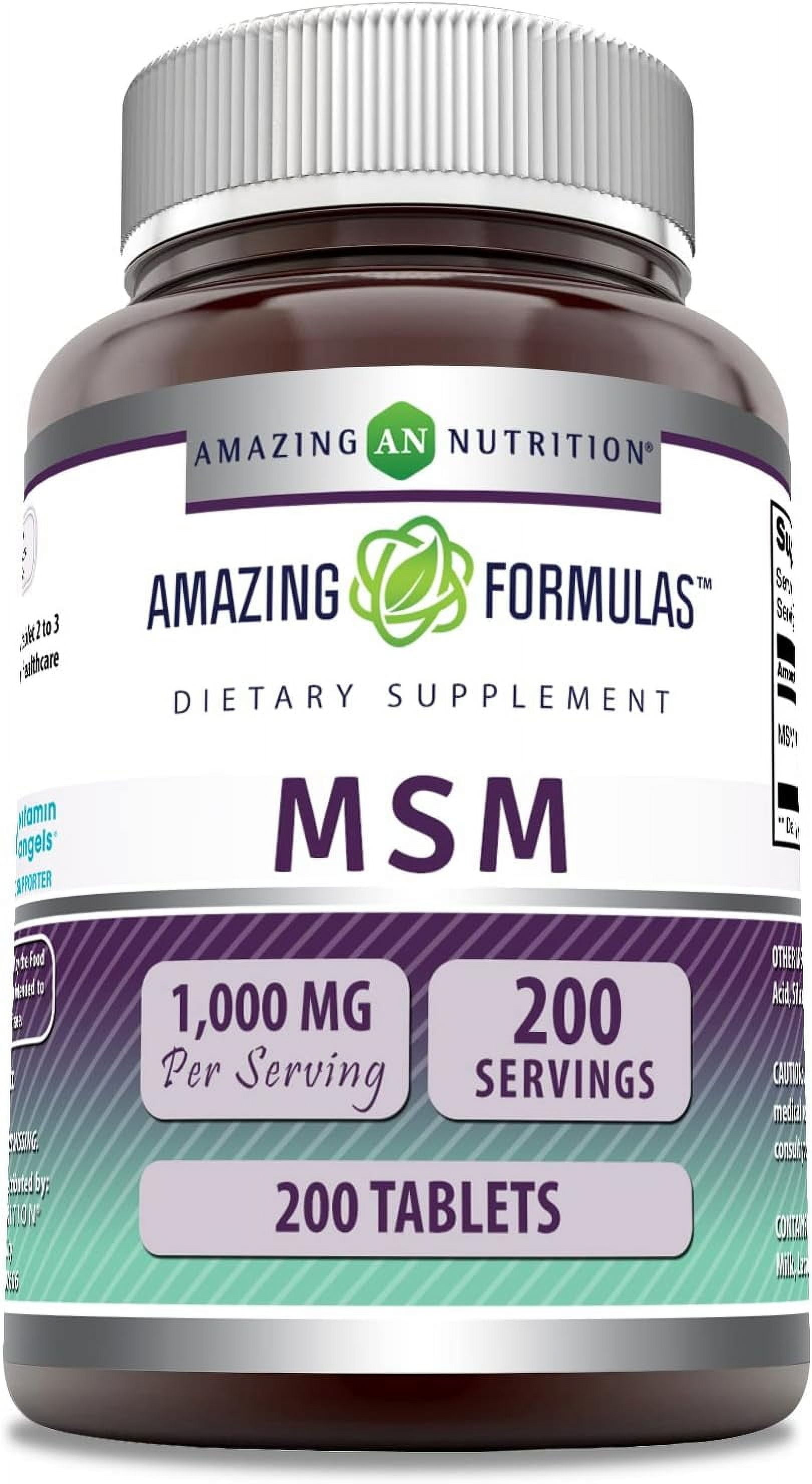 Amazing Formulas MSM 1000 Mg Per Serving 200 Tablets Supplement | Non ...