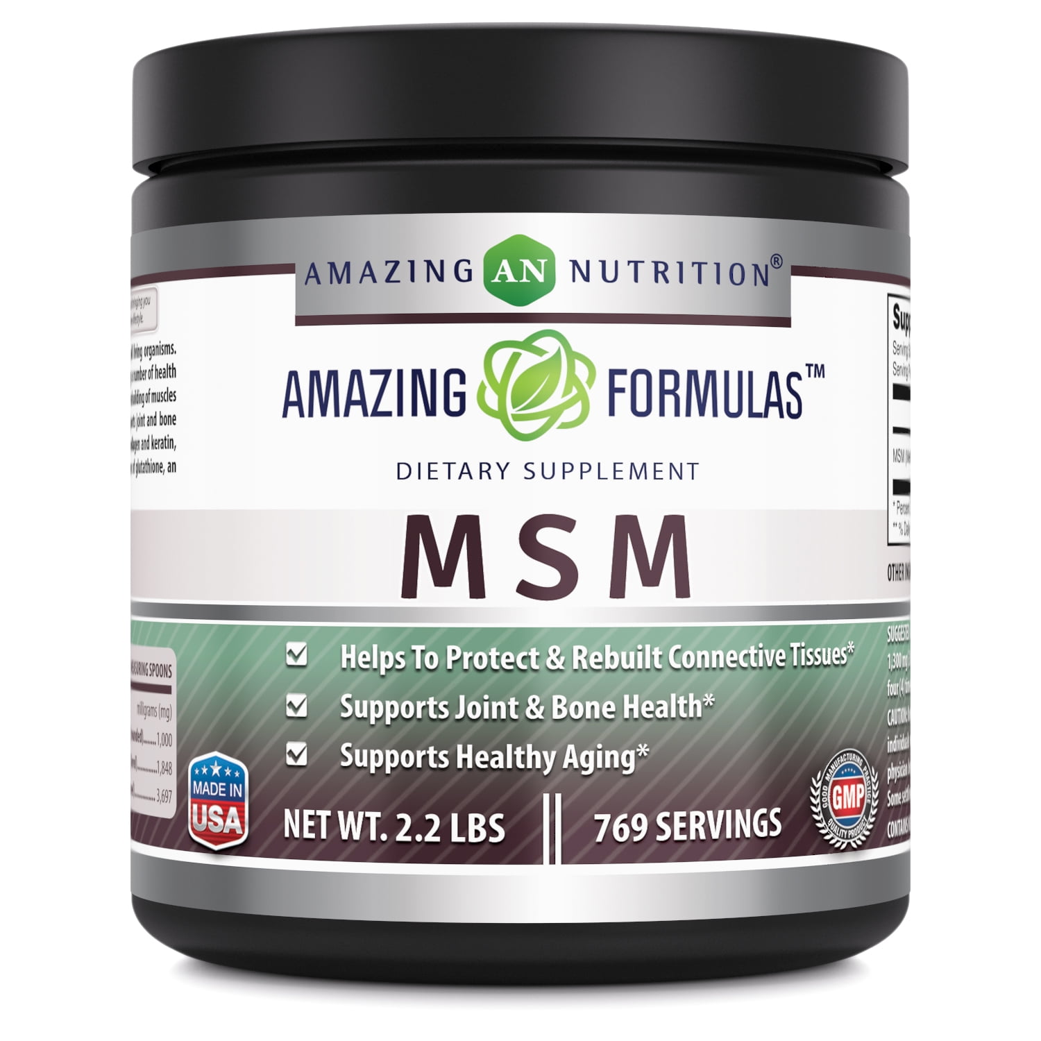 Amazing Formulas MSM Supplement Powder - 2.2 lbs, 769 Servings - Bone ...