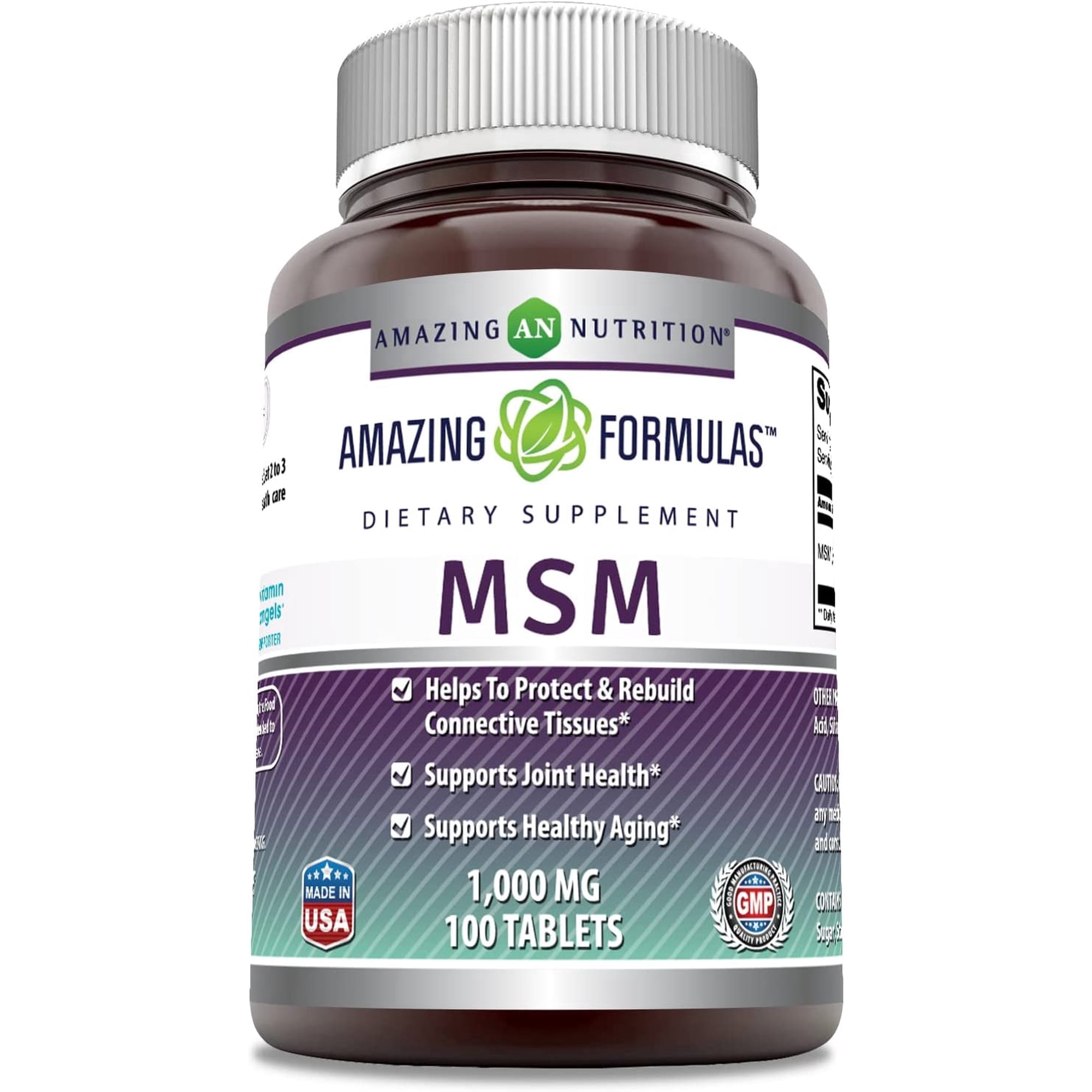 Amazing Formulas MSM 1000 Mg Per Serving 100 Tablets Supplement ...
