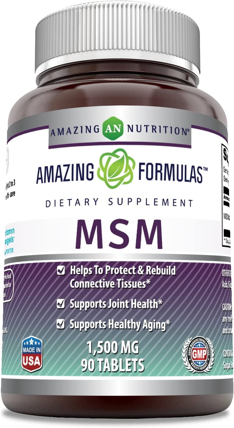 Amazing Formulas MSM Supplement, 1500mg, 90 Tablets - Non-GMO, Gluten ...
