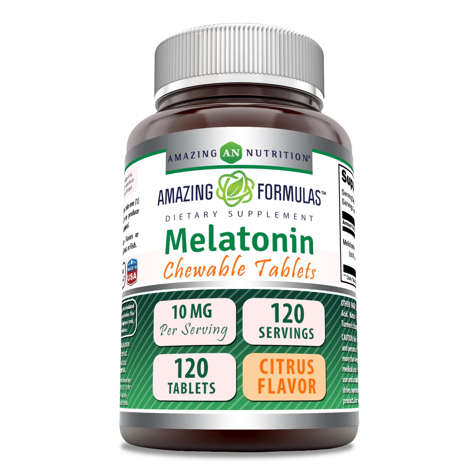 Amazing Formulas Melatonin 10mg Per Serving 120 Chewable Tablets ...