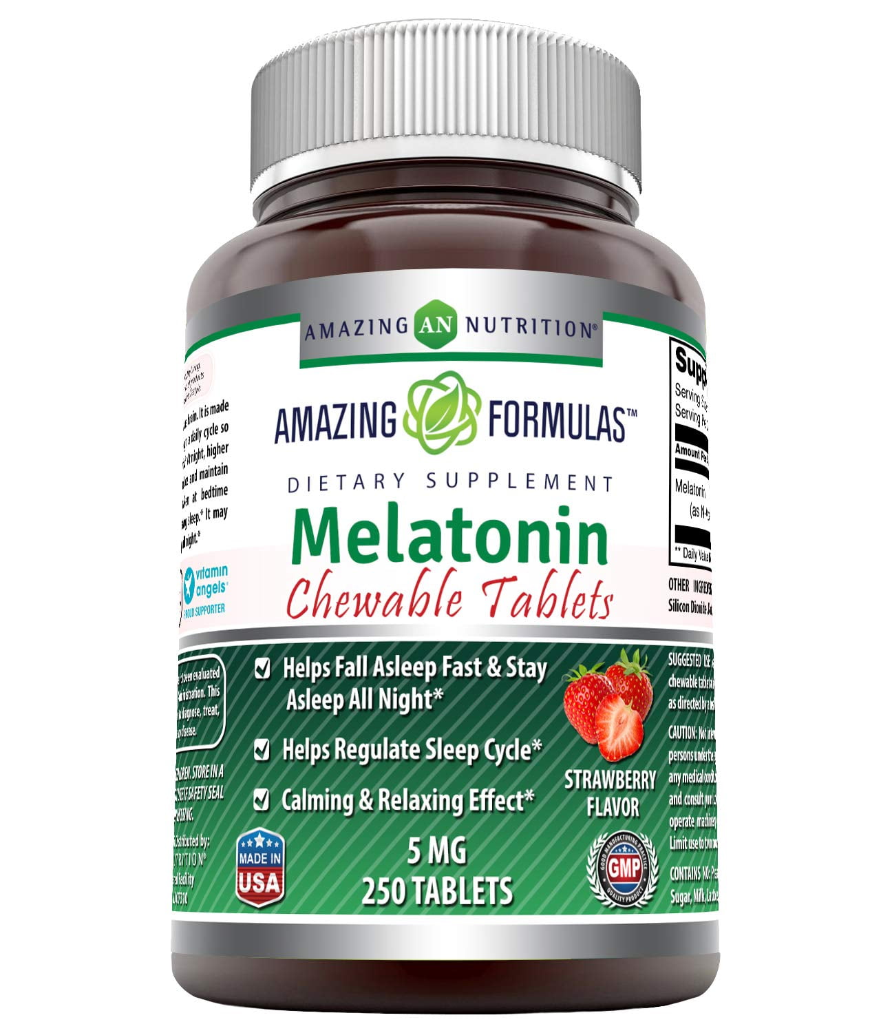 Amazing Nutrition Melatonin 5 Mg Chewable Tablets Strawberry Flavor ...