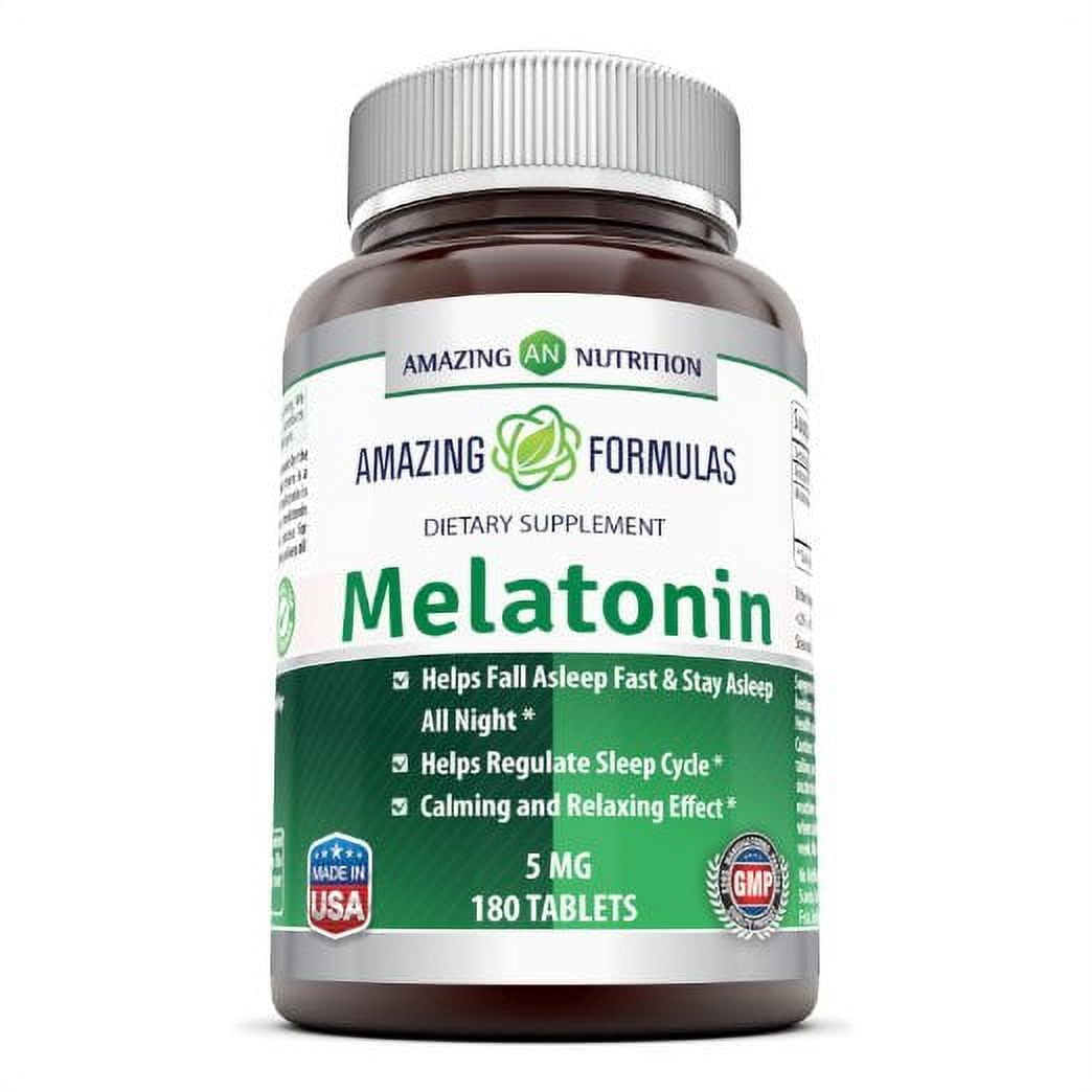 Amazing Formulas Melatonin 5 Mg Per Serving 180 Tablets Supplement ...