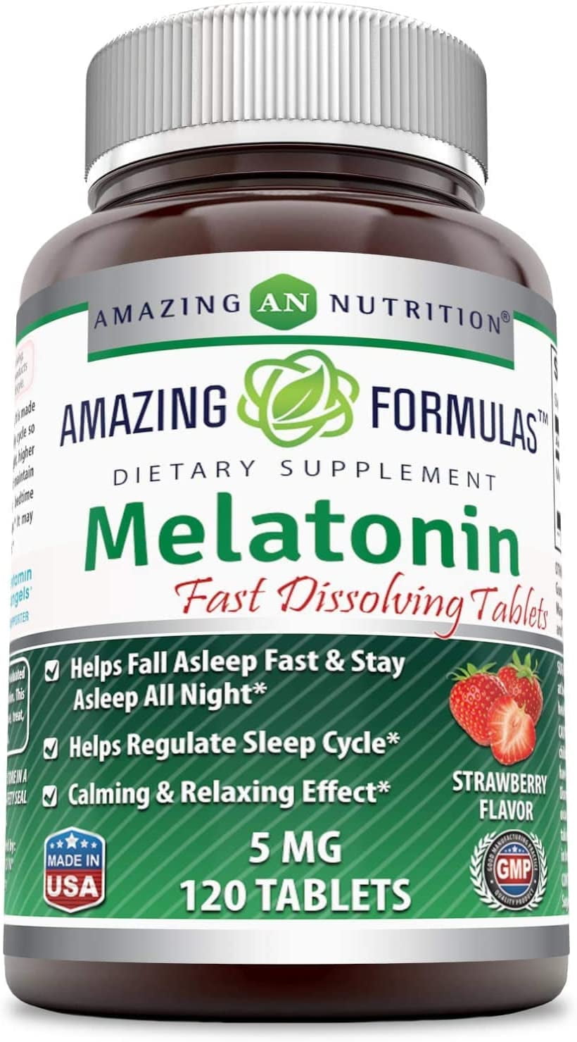Amazing Formulas Melatonin Fast Dissolve 5 Mg 120 Tablets | Strawberry ...