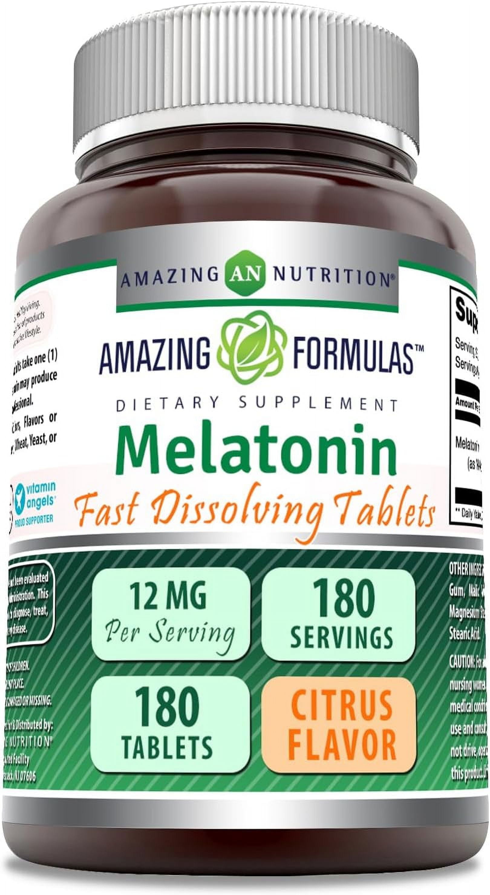 Amazing Nutrition Melatonin 12 Mg Fast Dissolving Citrus Tablets 180 ...