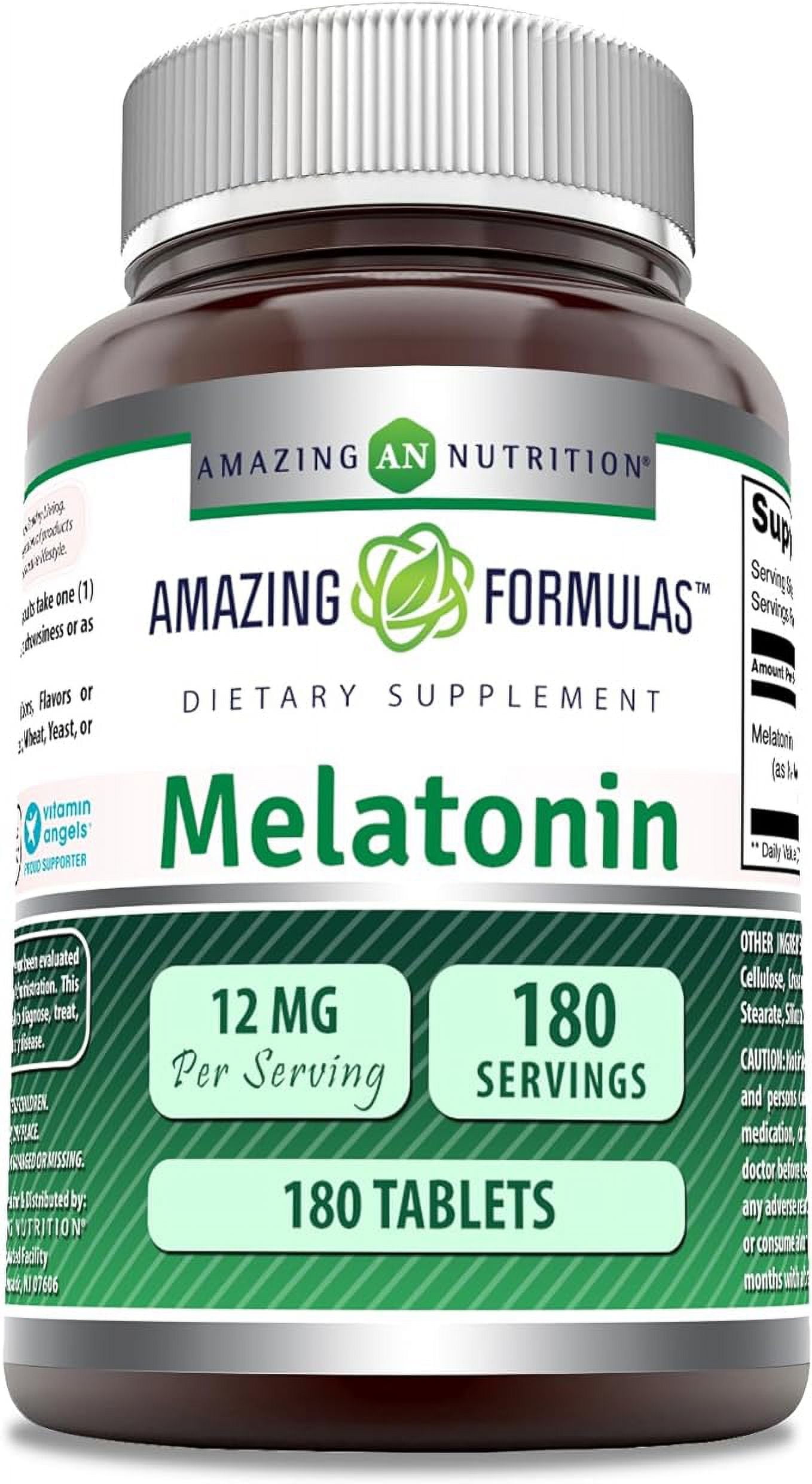 Amazing Formulas High Dose Melatonin Supplement, 12 Mg, 180 Tablets ...