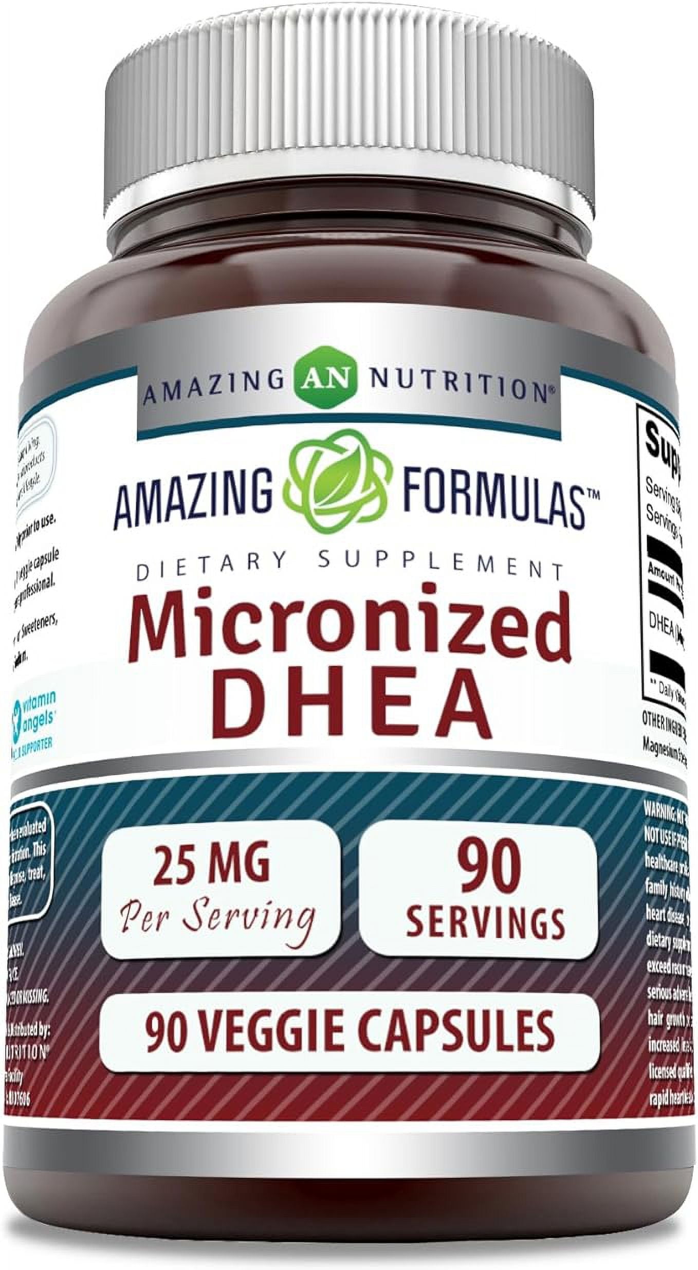 Amazing Formulas Micronized DHEA 25mg 90 Veggie Capsules Supplement ...