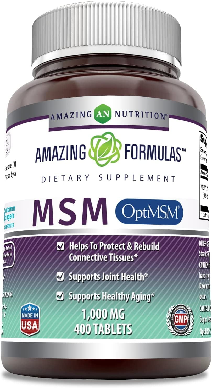 Amazing Formulas OptiMSM Tablets 1000 mg, 400 Tablets (Non-GMO,Gluten ...