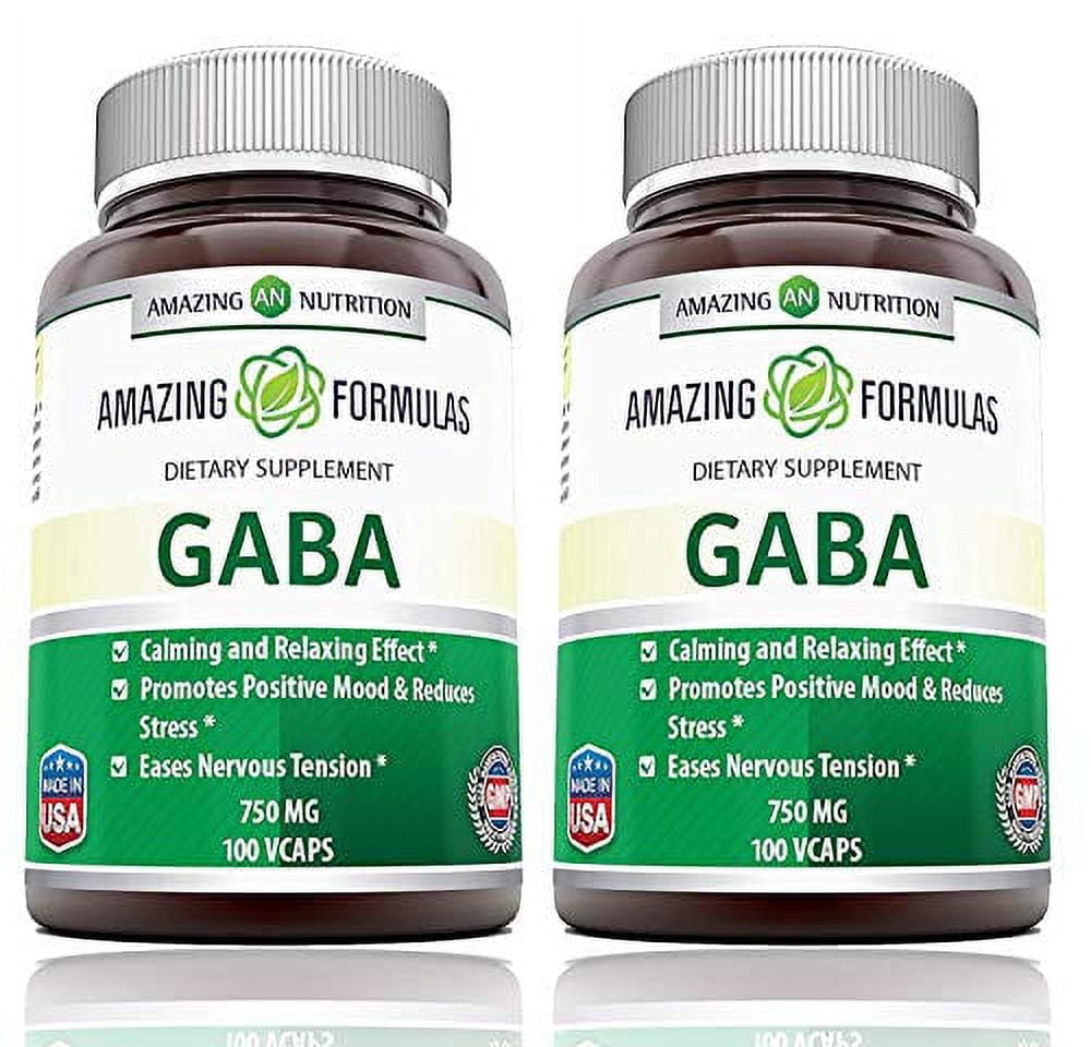 Amazing Formulas Pharma GABA - 750 Mg, 100 Veggie Capsules - Pack of 2 ...