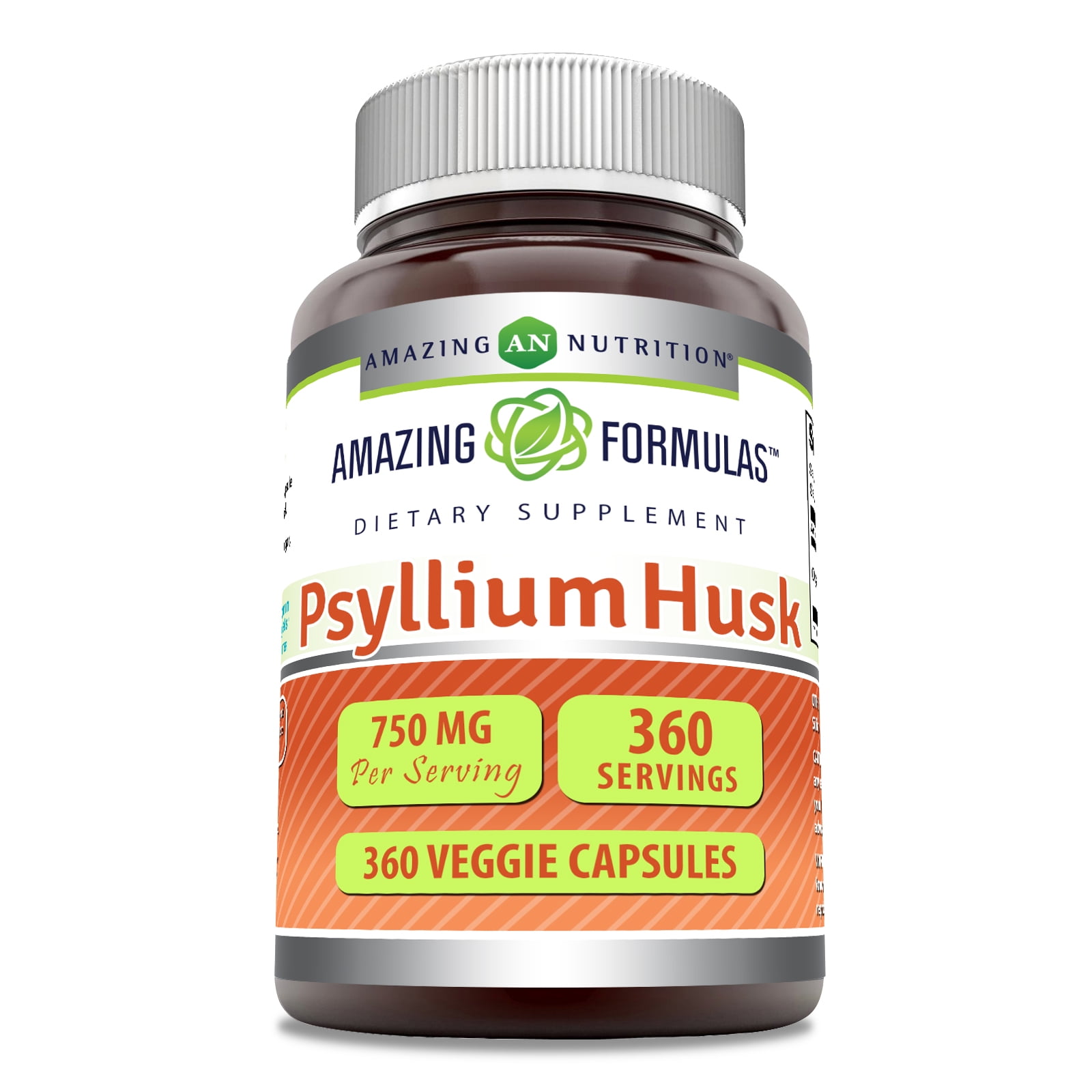 Amazing Formulas Psyllium Husk 750mg 360 Veggie Capsules Supplement ...