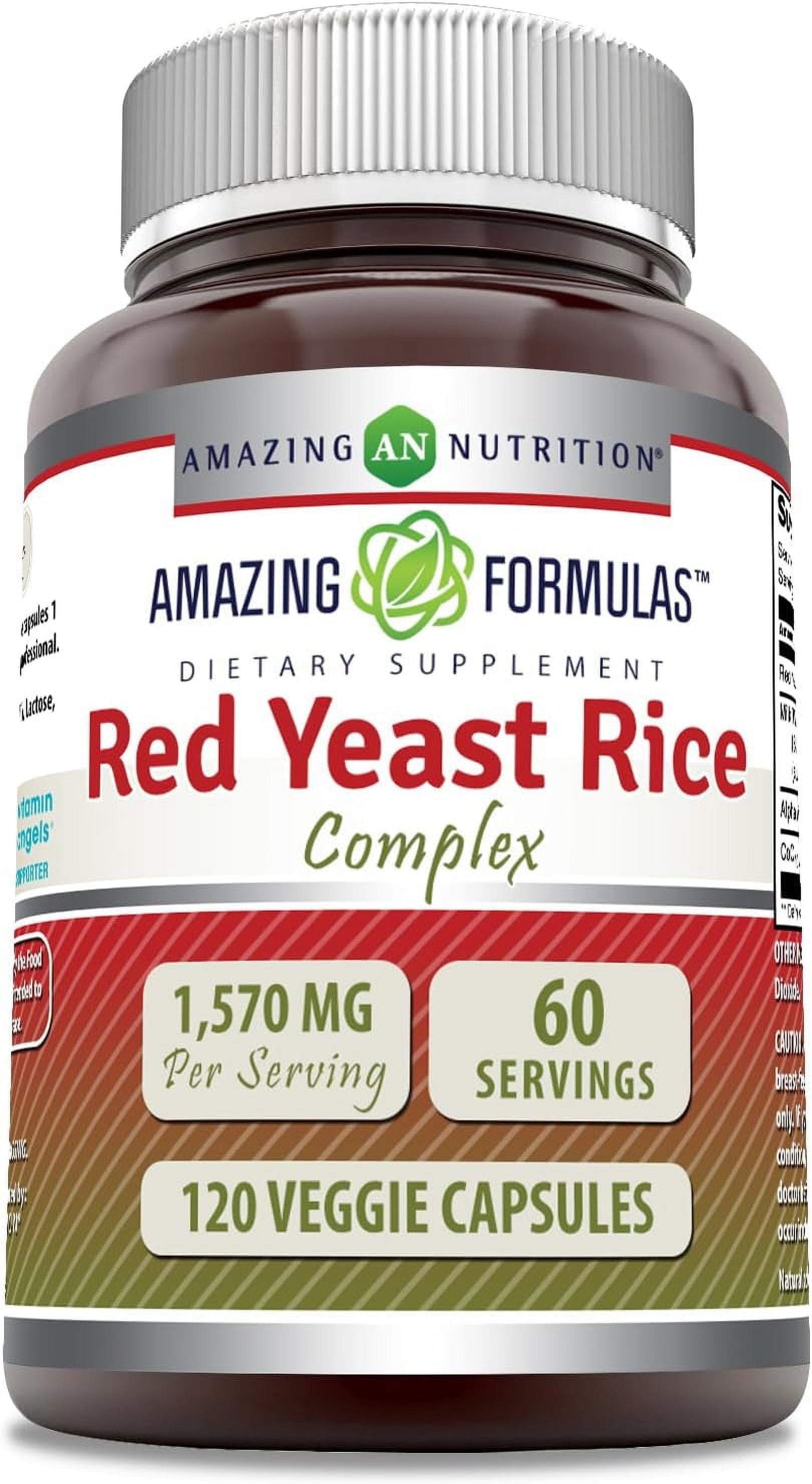 Amazing Formulas Red Yeast Rice Complex 1570 mg, 120 Veggie Capsules ...
