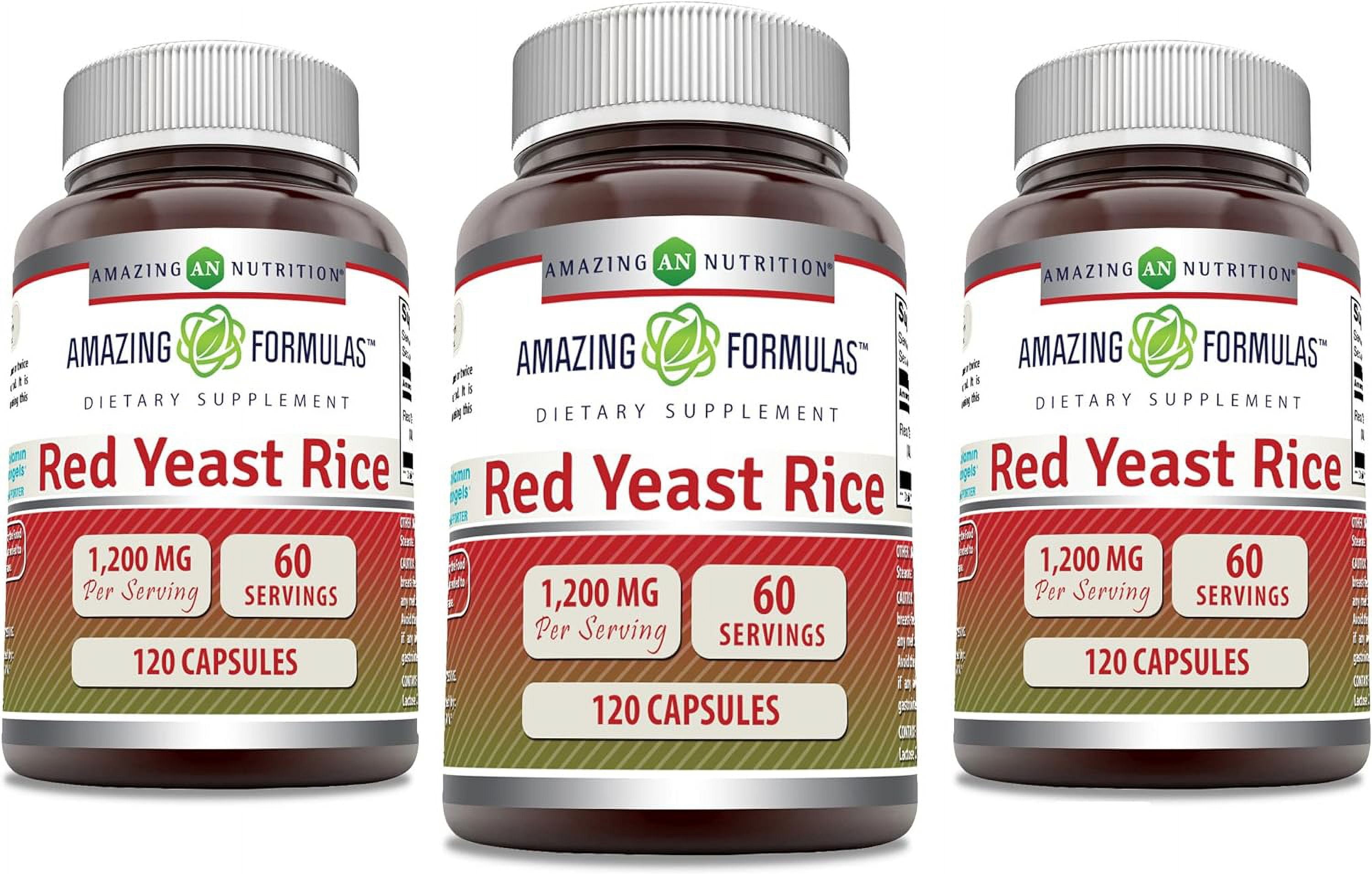 Amazing Formulas Red Yeast Rice Dietary Supplement Pills/Capsules, 1200 ...