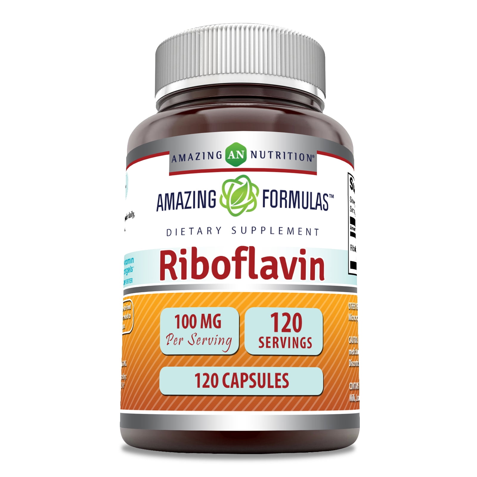 Amazing Formulas Riboflavin 100 mg 120 Capsules Supplement | Non-GMO ...