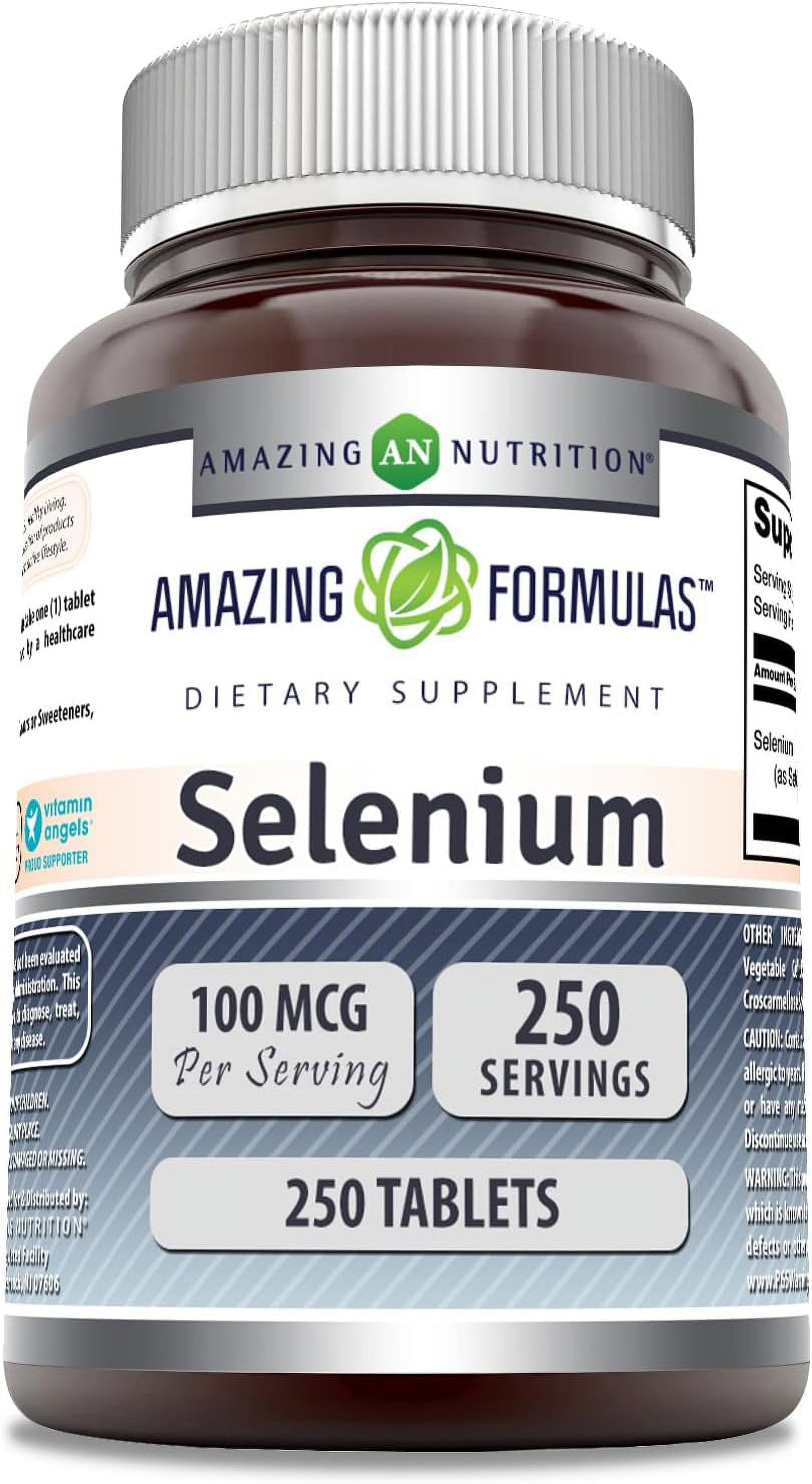Amazing Formulas Selenium 100 mcg 250 Tablets Supplement | Non-GMO | Gluten Free | Made in USA ...