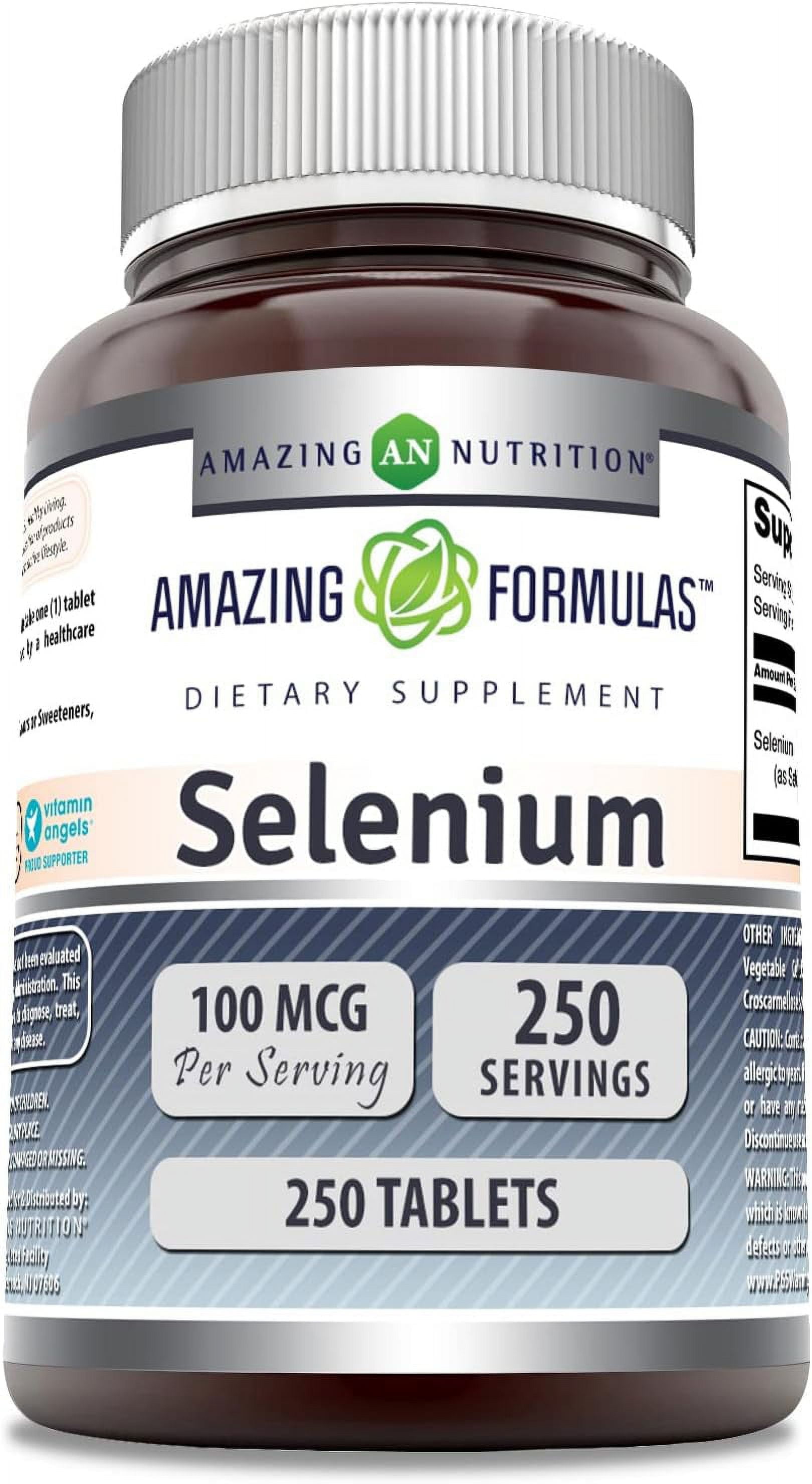 Amazing Formulas Selenium Supplement, 100 mcg Per Serving, 250 Tablets ...