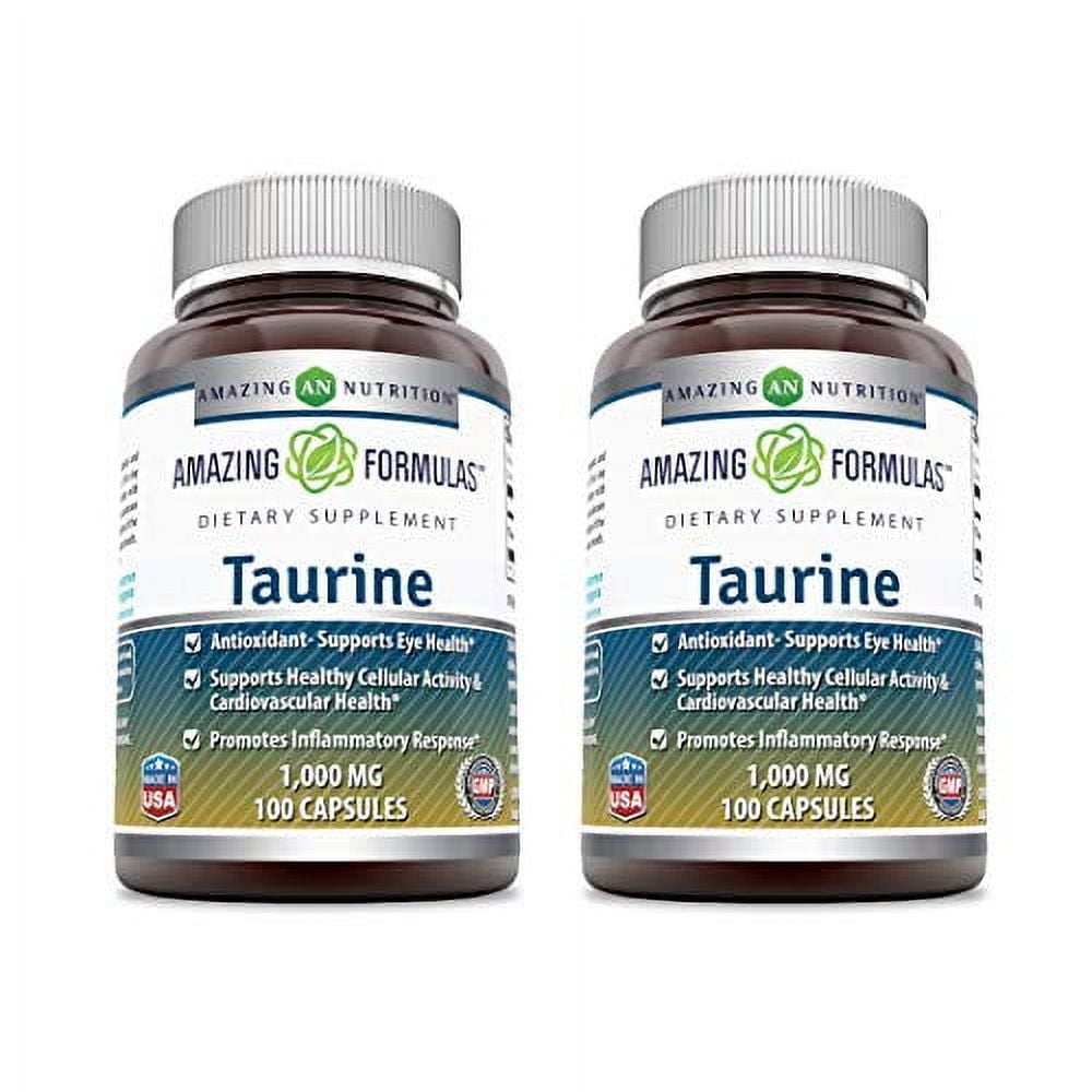 Amazing Formulas Taurine 1000mg Capsules Amino Acid Supplement 100 ...