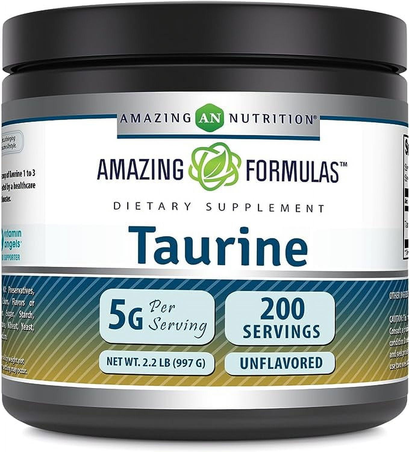 Amazing Formulas Taurine Powder Supplement, 1 Kg (2.2 Lb) Bulk Pack ...