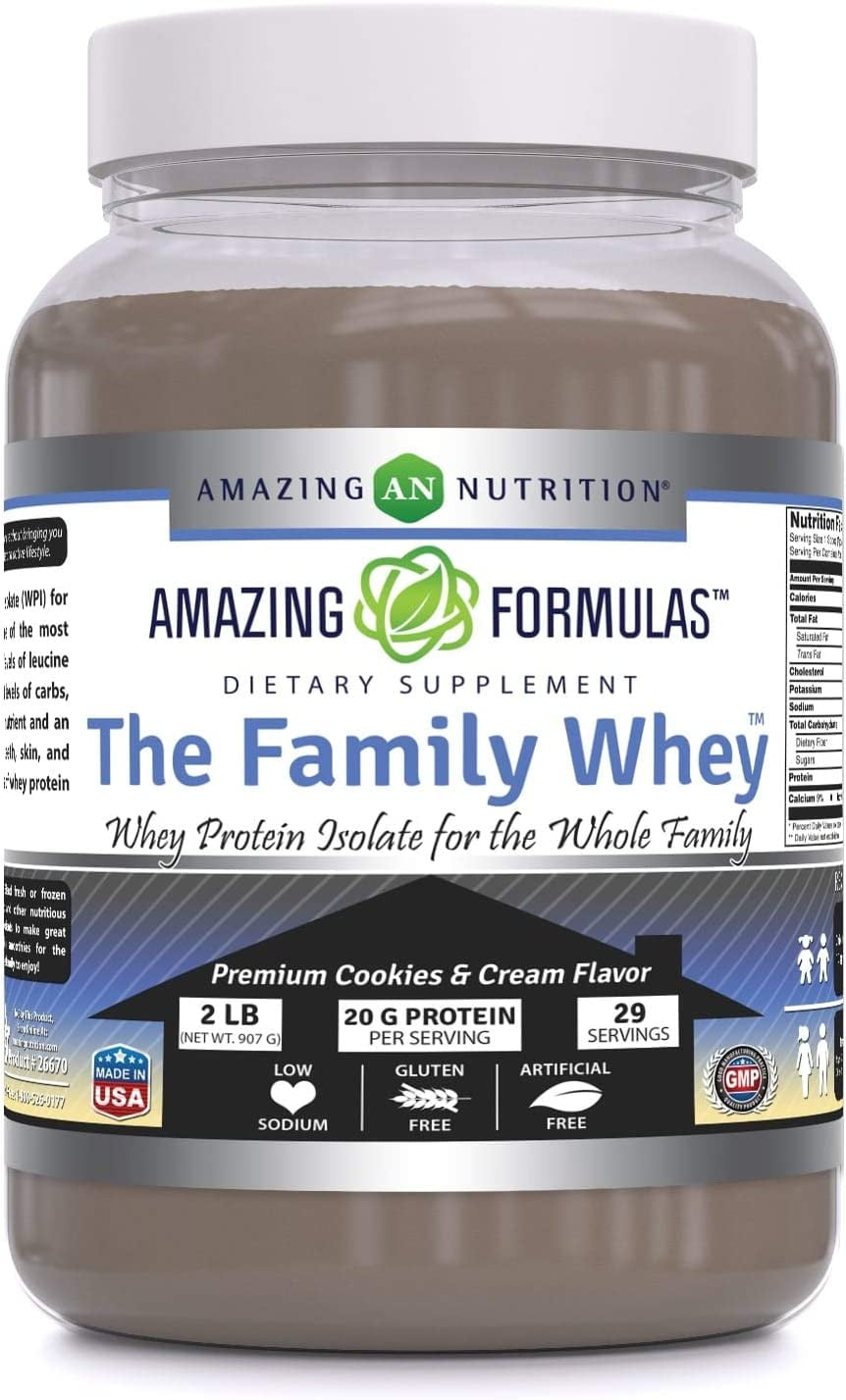 Amazing Formulas Family Whey Protein Isolate Powder, Cookies & Cream, 2 ...