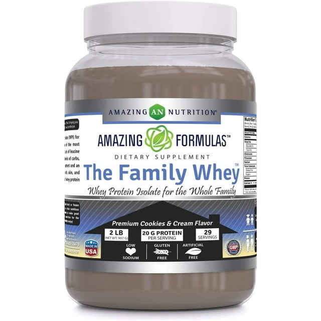 Amazing Formulas Family Whey Protein Isolate Powder, Cookies & Cream, 2 ...