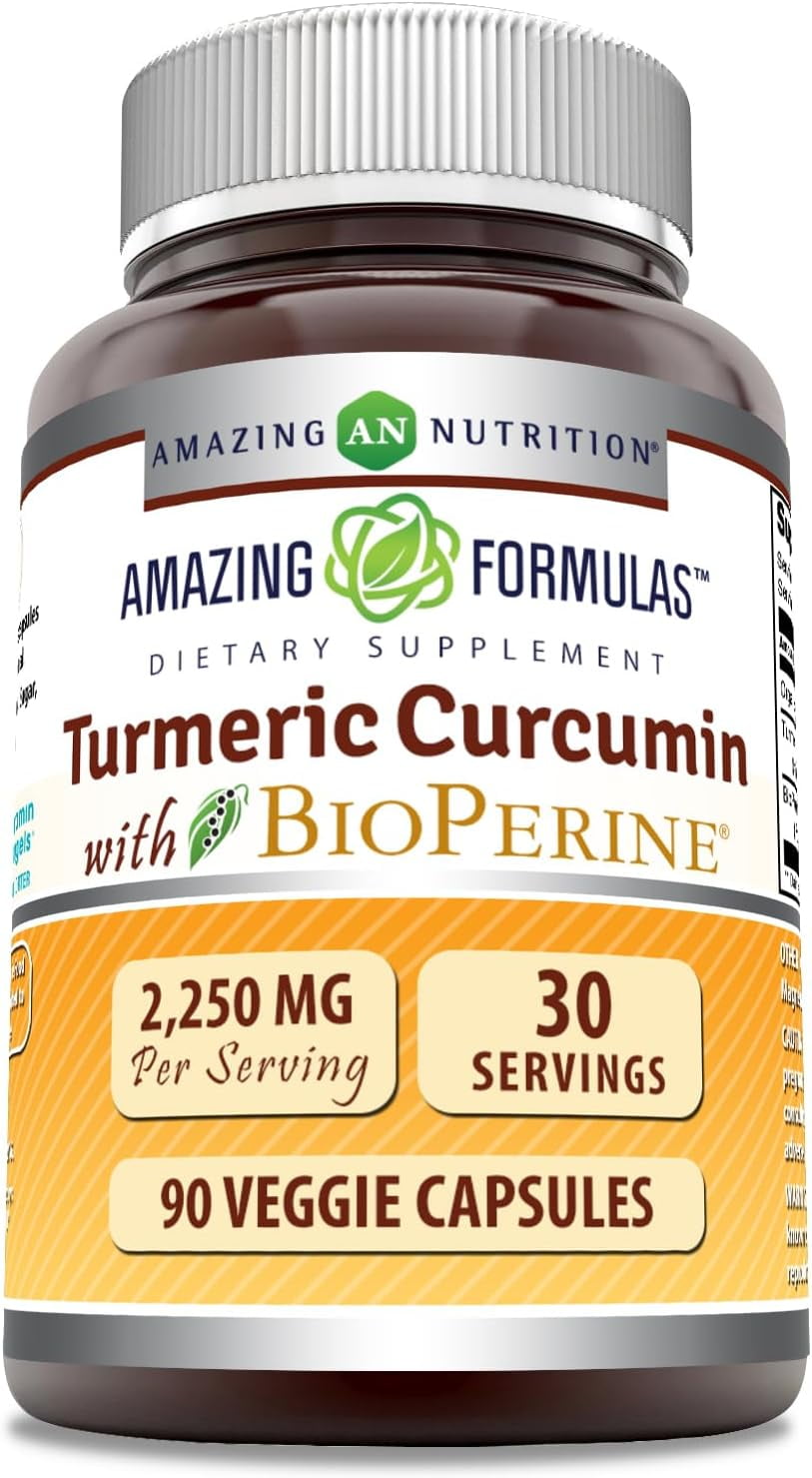 Amazing Formulas Turmeric Curcumin BioPerine Veggie Capsules 1500mg Per ...