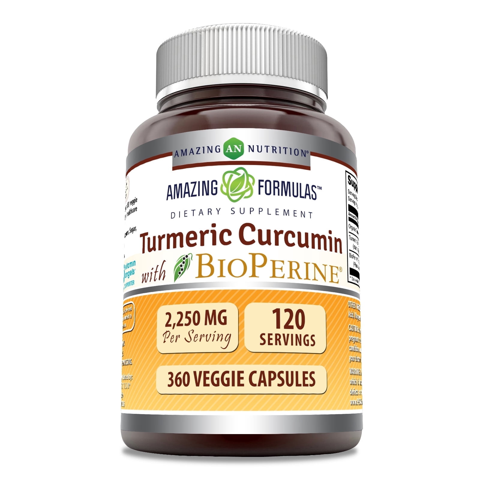 Amazing Formulas Turmeric Curcumin, BioPerine 1500mg, 360 Capsules, Non ...