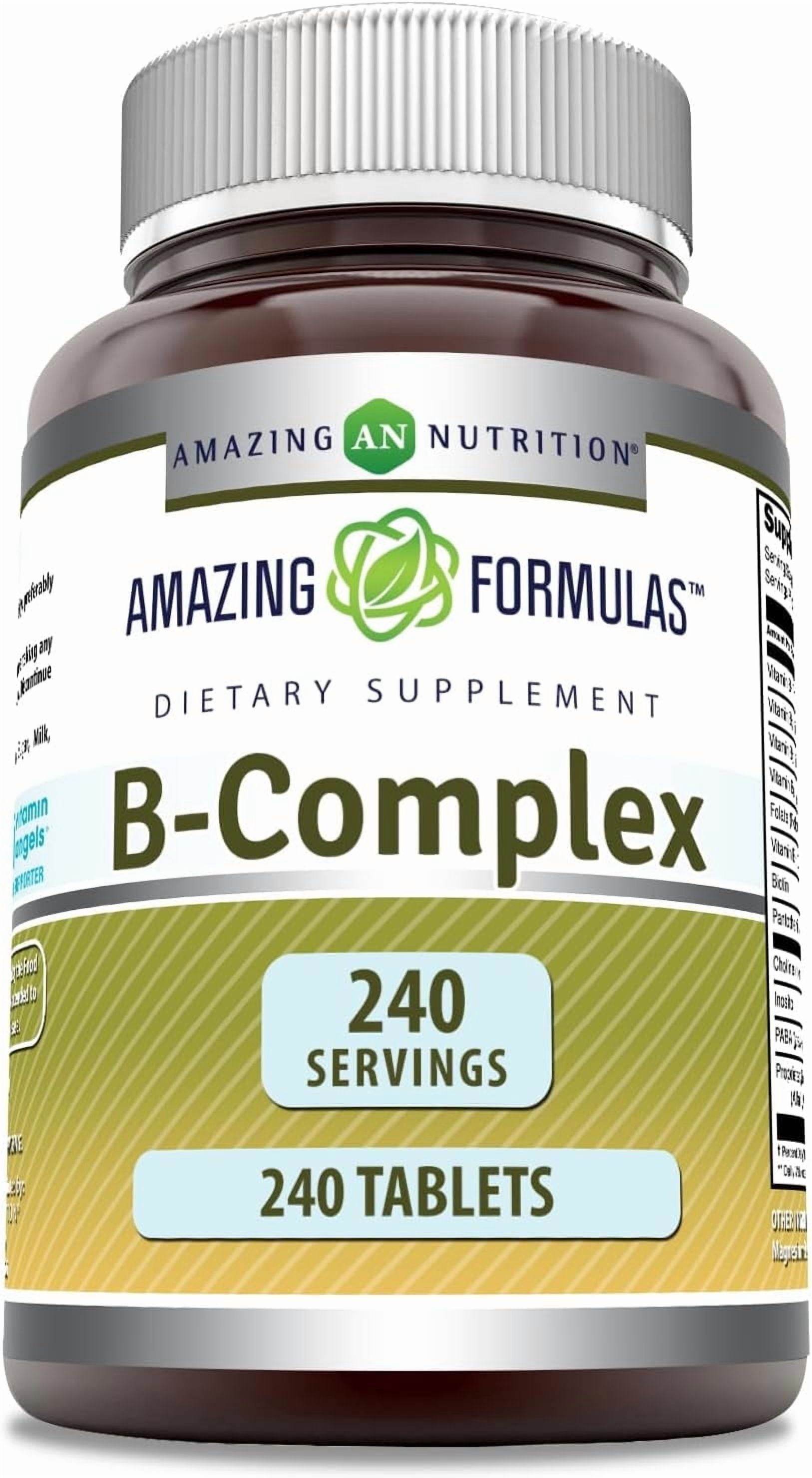 Amazing Formulas Vitamin B Complex 240 Tablets Supplements with 11 Key ...