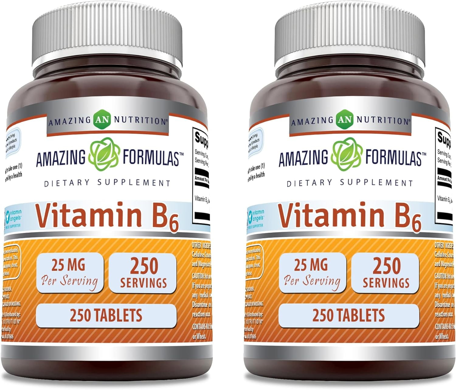 Amazing Formulas Vitamin B6 25 mg 250 Tablets Supplement | Pack of 2 ...