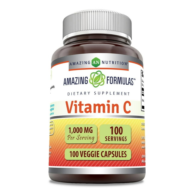 Amazing Formulas Vitamin C 1000 Mg Per Serving 100 Veggie Capsules ...