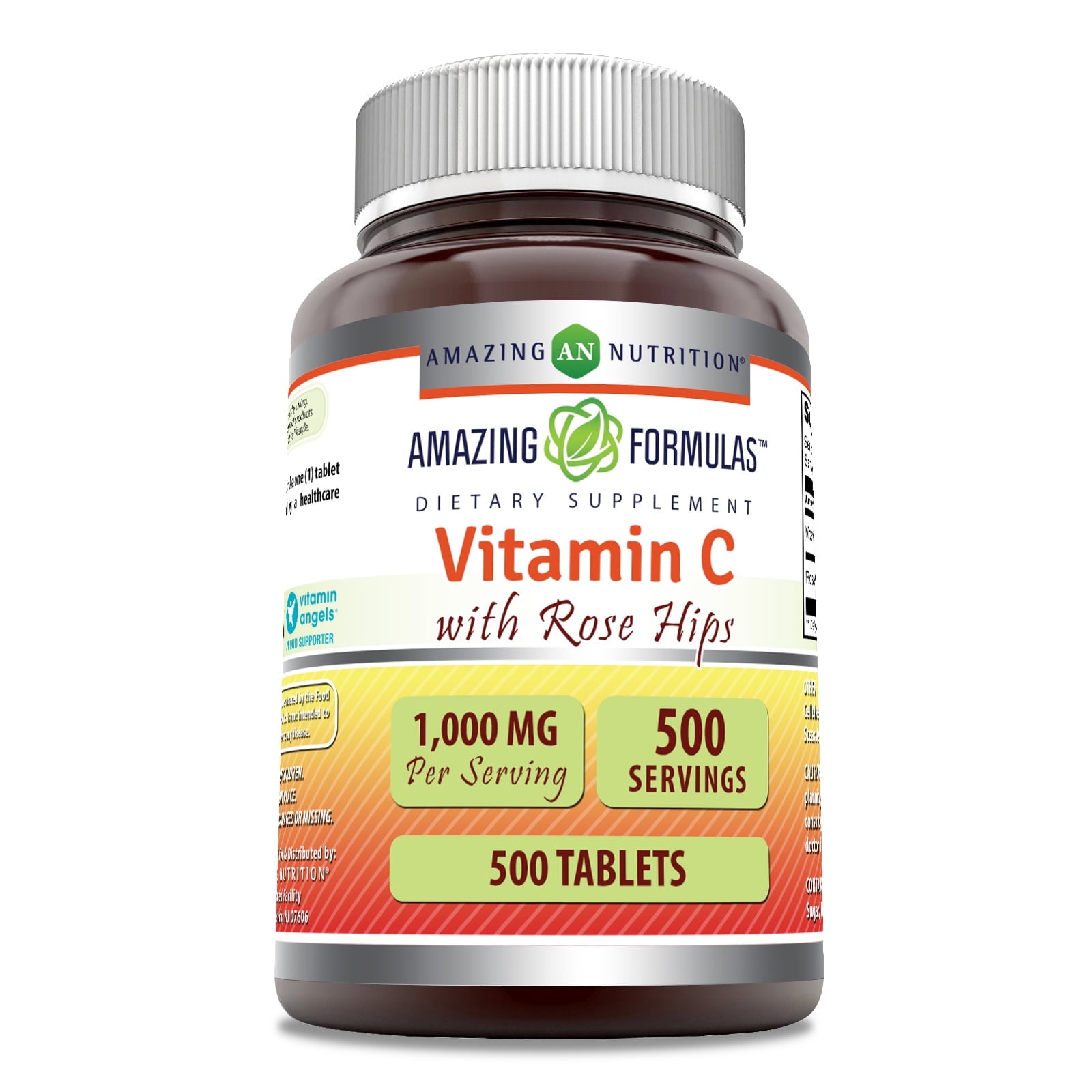 Amazing Formulas Vitamin C with Rose HIPS 1000 Mg 500 Tablets | Non-GMO ...