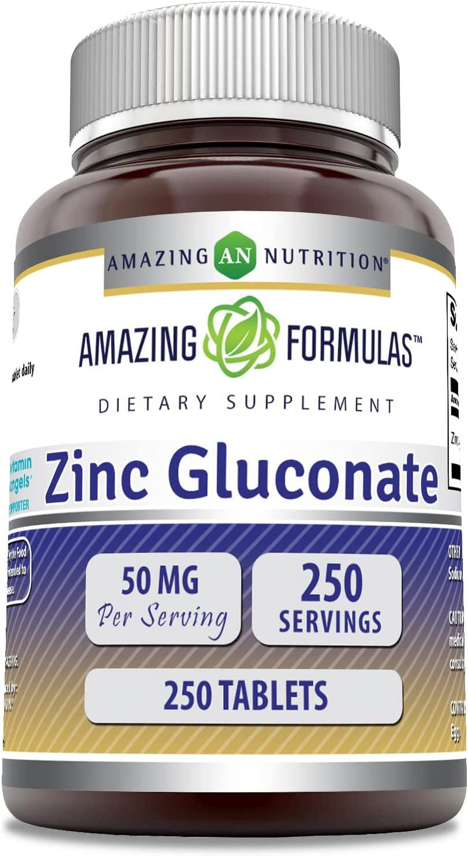 Chelated Zinc Supplement 100mg | 250 Tablets | Vegetarian Formula | by ...