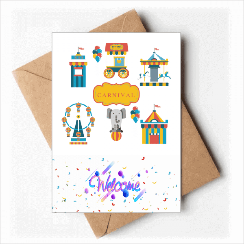Amazing Funny Park Facilities Illustration Welcome Back Greeting Cards ...