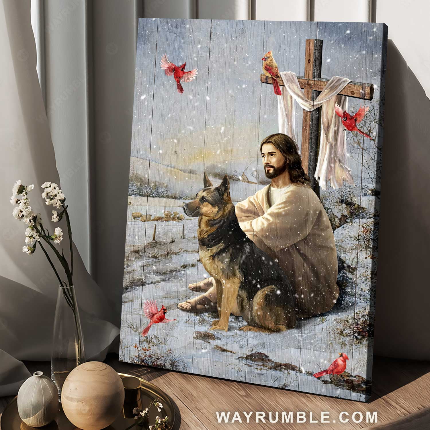 Amazing German Shepherd Dog, Walking With Jesus, Wooden Cross - Jesus ...