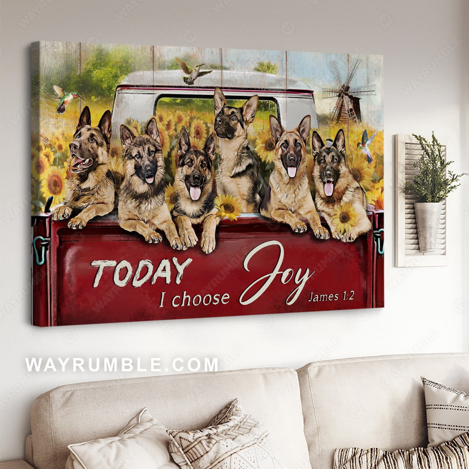 Amazing German Shepherd, Sunflower field, Hummingbird, Today I choose ...