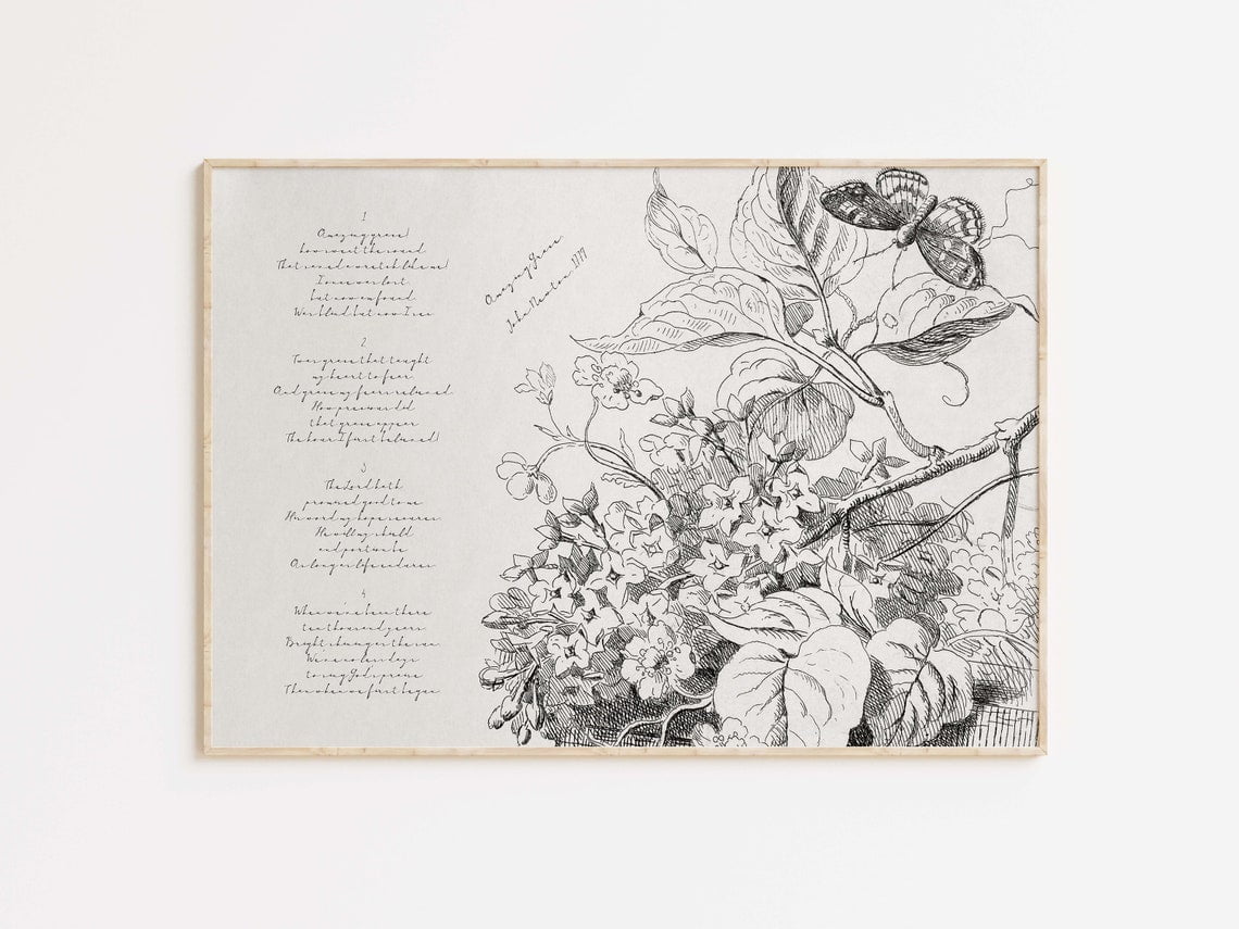 Amazing Grace Christian Hymn Lyrics Wall Art, Vintage Religious Floral ...