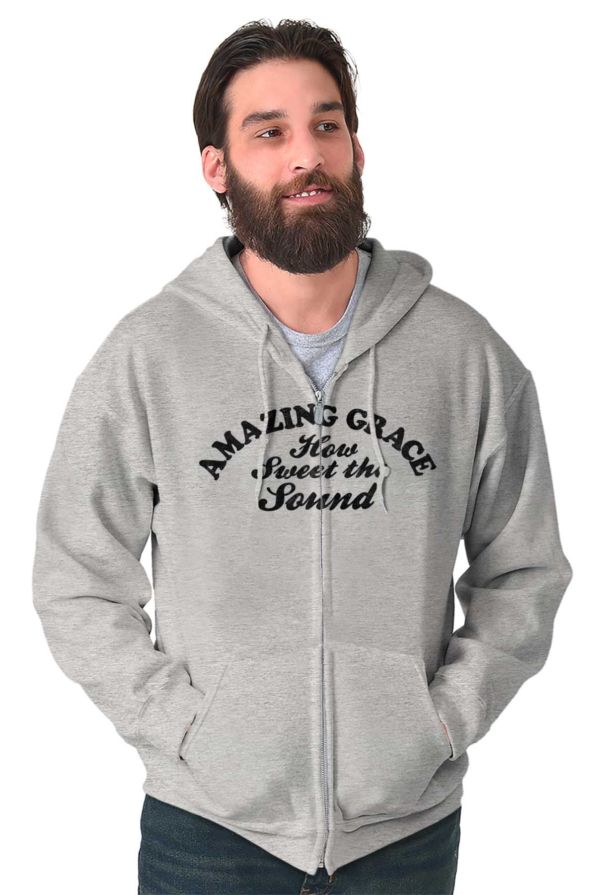 Amazing Grace Christion Song Lyrics Unisex Plus Size Zip Hoodie Brisco Brands 3X - Walmart.com