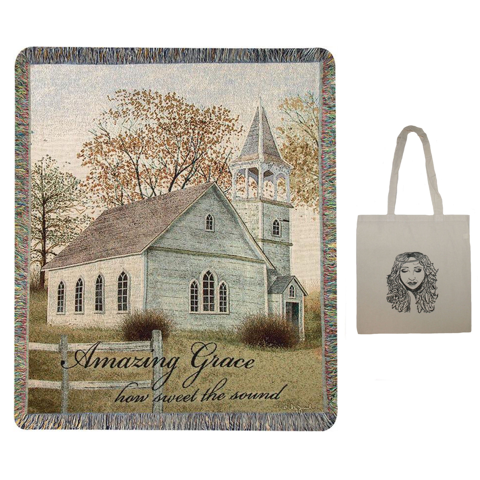 Amazing Grace - Church Scene 50" x 60" Inspirational Tapestry Throw ...