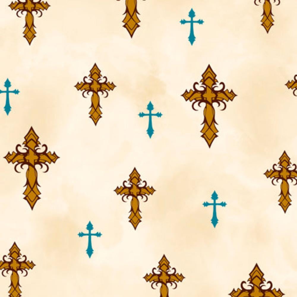 Amazing Grace Crosses Cream Cotton Fabric - Walmart.com